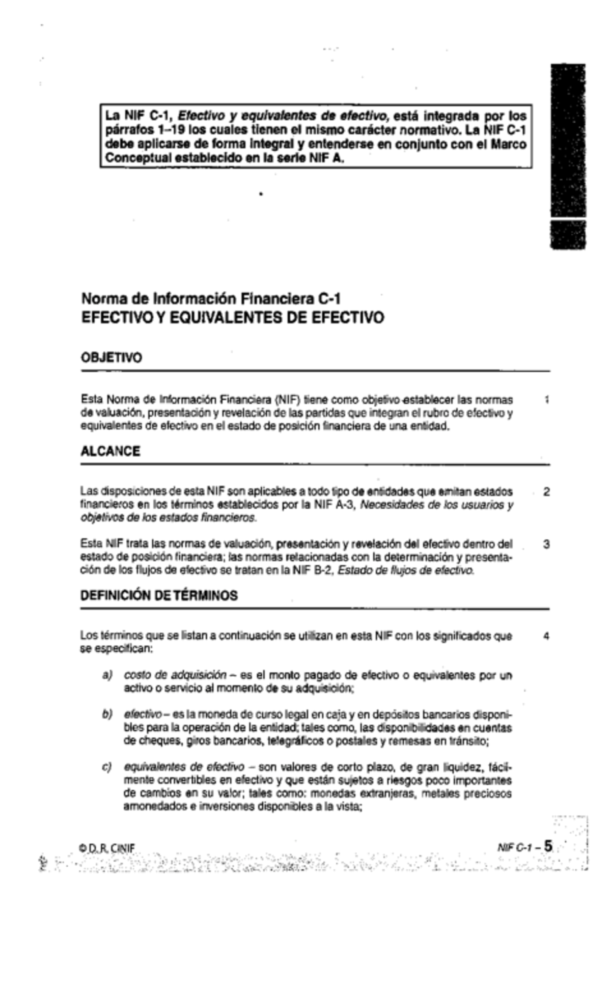 NIF C-1 - Normas de Información Financiera - La NI F C-1 ...