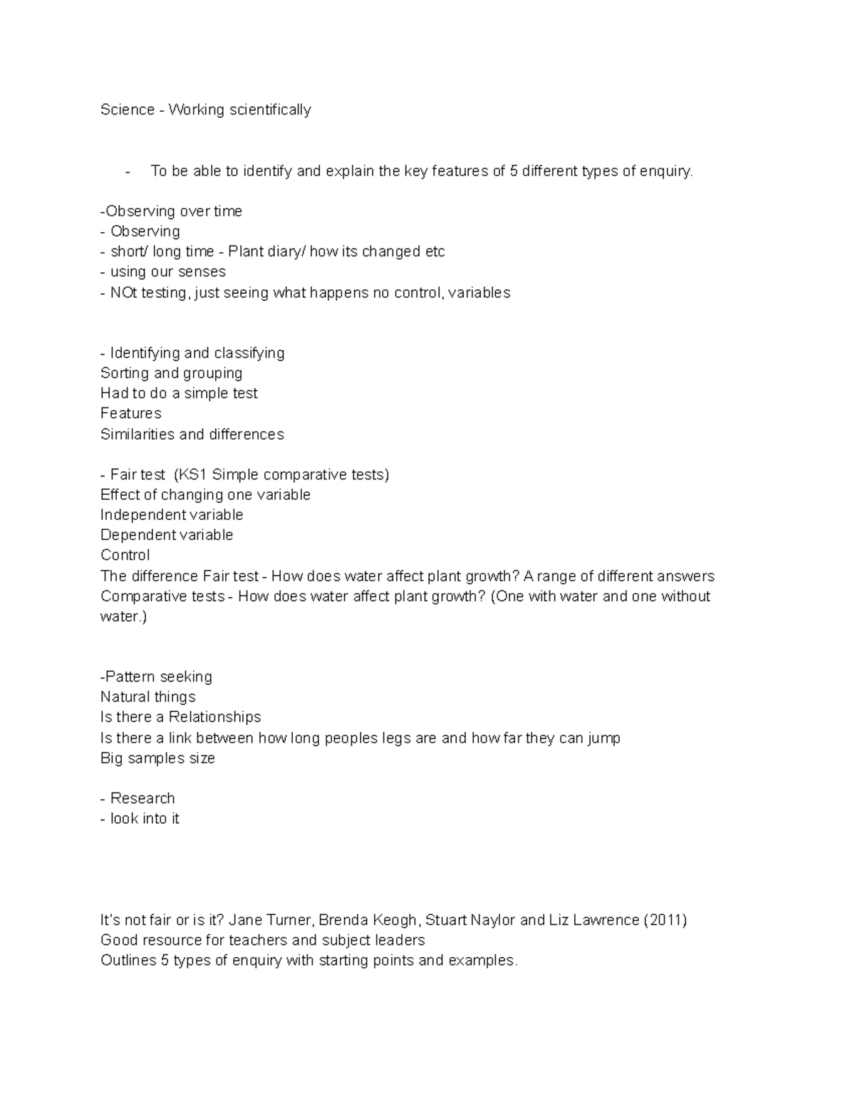Science - Working scientifically -Observing over time Observing short ...