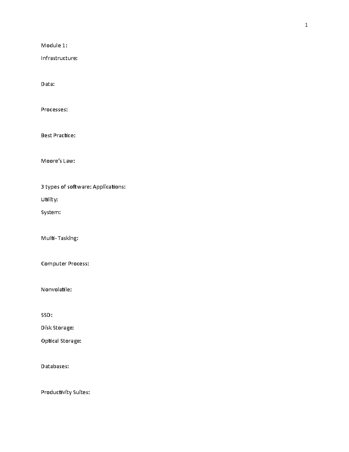 D075 Study Guide Simplified - Module 1:Infrastructure: Data: Processes ...