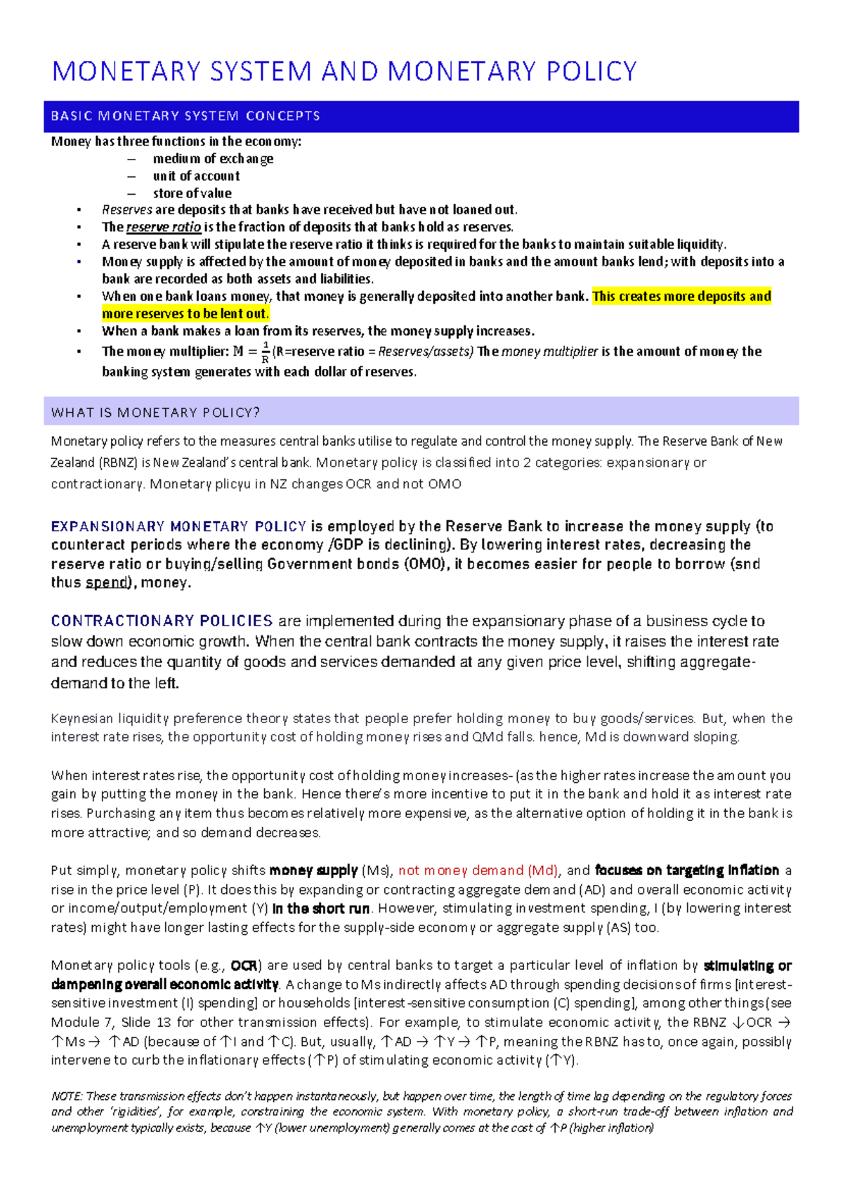 Monetary System AND Monetary Policy - MONETARY SYSTEM AND MONETARY ...