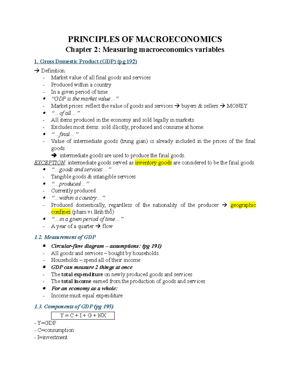 Principles of Macroeconomics - PRINCIPLES OF MACROECONOMICS Chapter 2 ...