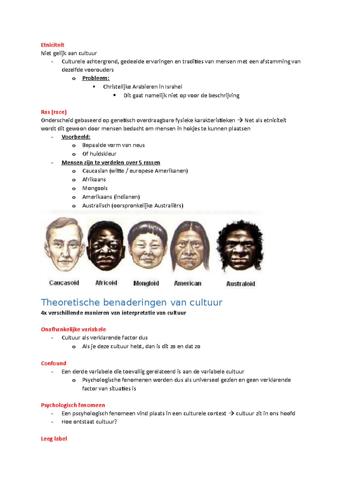 Les 2 rassen - Aantekeningen hc 2 - Etniciteit Niet gelijk aan cultuur ...