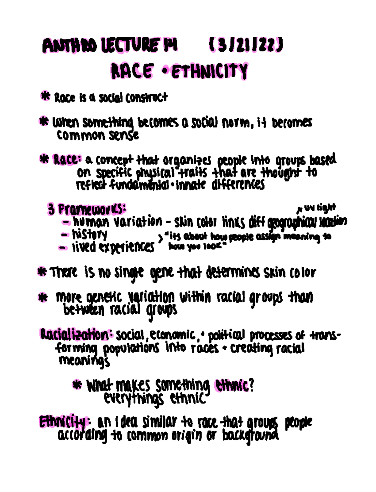 Anthro Lecture 14 (03-21-22) - ANTHRO LECTURE 14 RACE ETHNICITY Race is ...