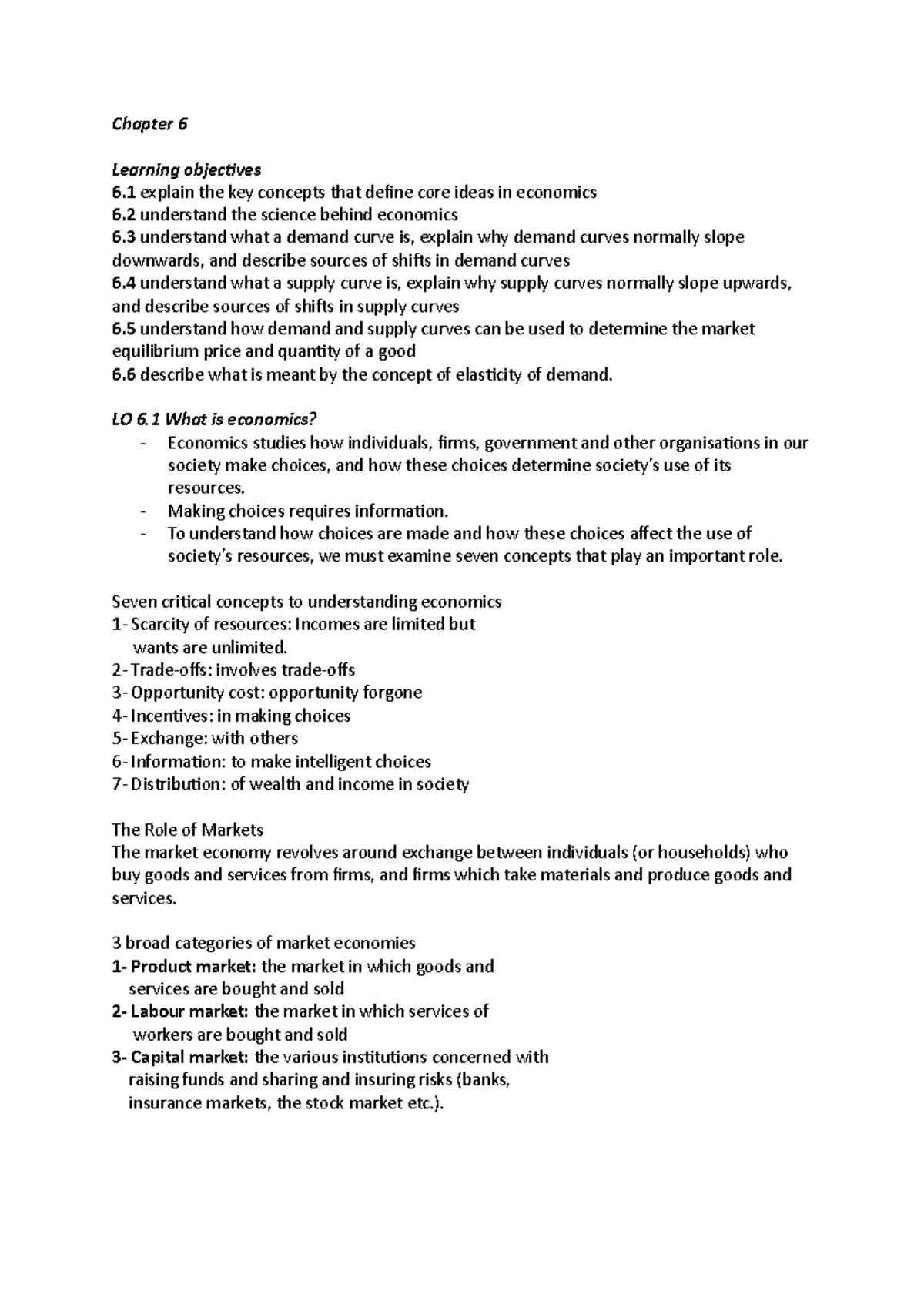 Chapter 6 - summary - Chapter 6 Learning objectives 6 explain the key ...