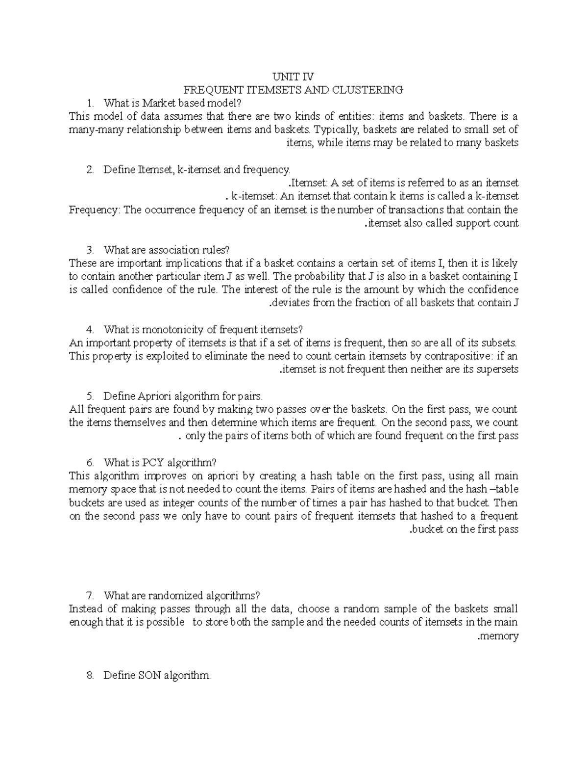 Cloud Computing Lecture Notes Unit Iv Frequent Itemsets And Clustering What Is Market Based