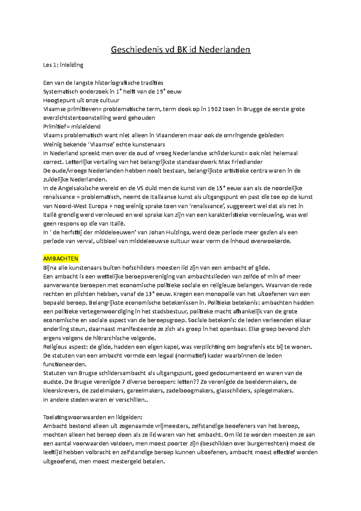 Les 1 introductie gesch vd BK id Nederlanden - Geschiedenis vd BK id ...