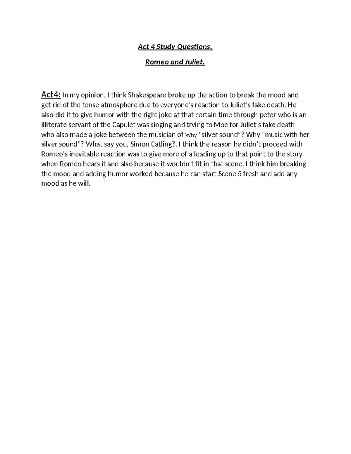 Act 4 Study Questions - asdad - Act 4 Study Questions. Romeo and Juliet ...