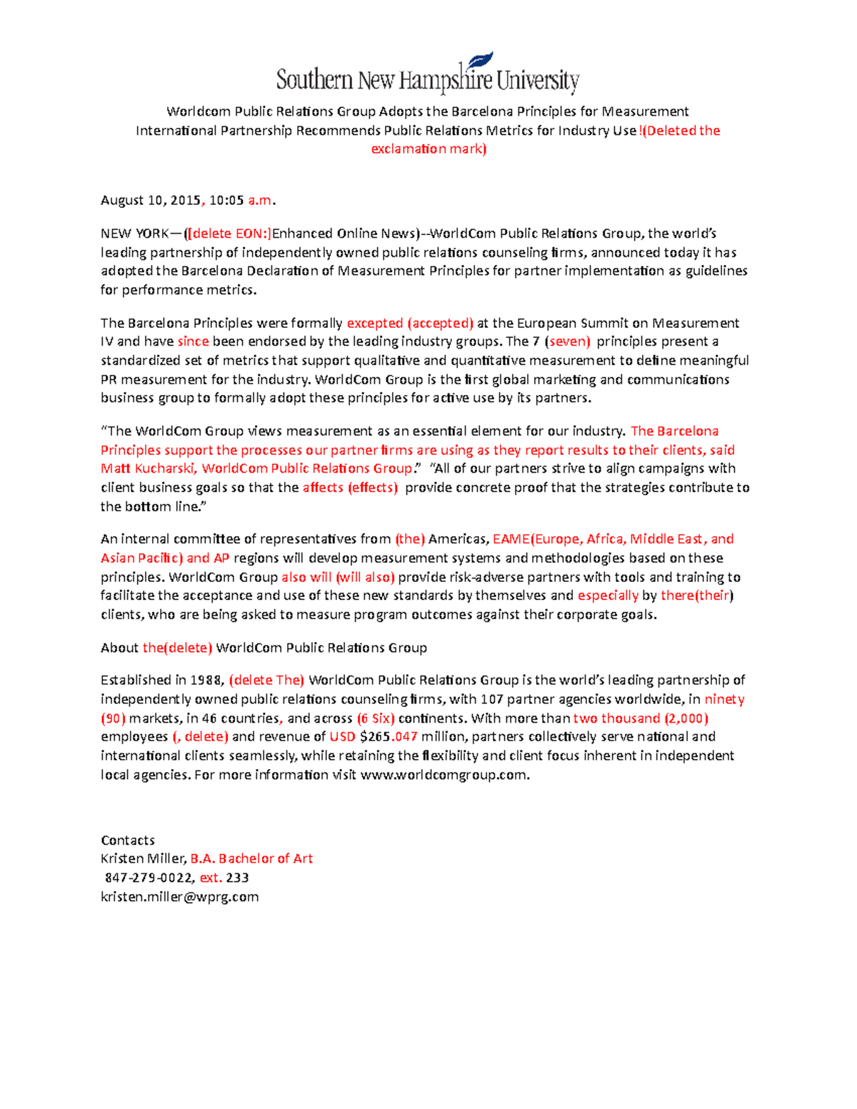 6-2 Activity: Associated Press (AP) Style Press Release Evaluation ...