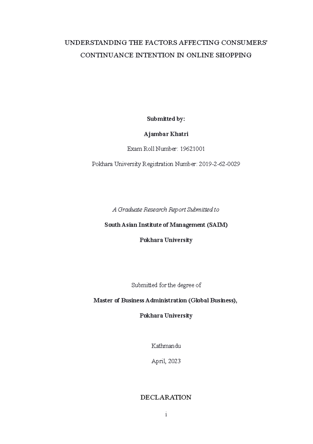 UNDERSTANDING THE FACTORS AFFECTING CONSUMERS' CONTINUANCE INTENTION IN ONLINE SHOPPING - - Studocu