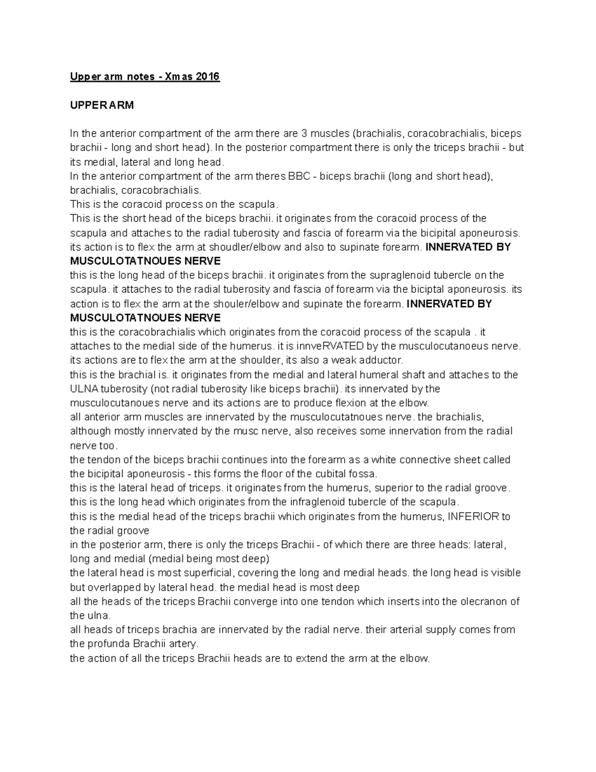 17) Upper arm notes - Upper arm notes - Xmas 2016 UPPER ARM In the ...