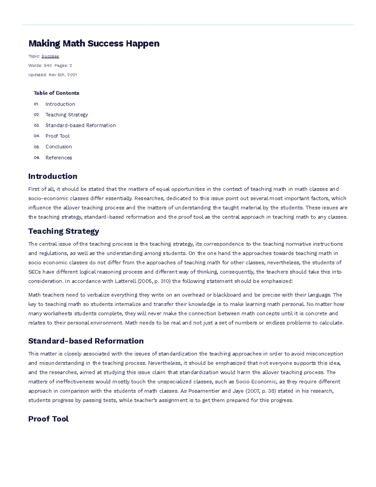 Making Math Success Happen Free Essay Example - Making Math Success ...