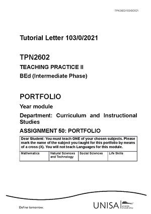 TPN2602 - Assignment 01 Template-2023 - STUDENT ANTI-PLAGIARISM DECLARATION UNIVERSITY OF SOUTH ...