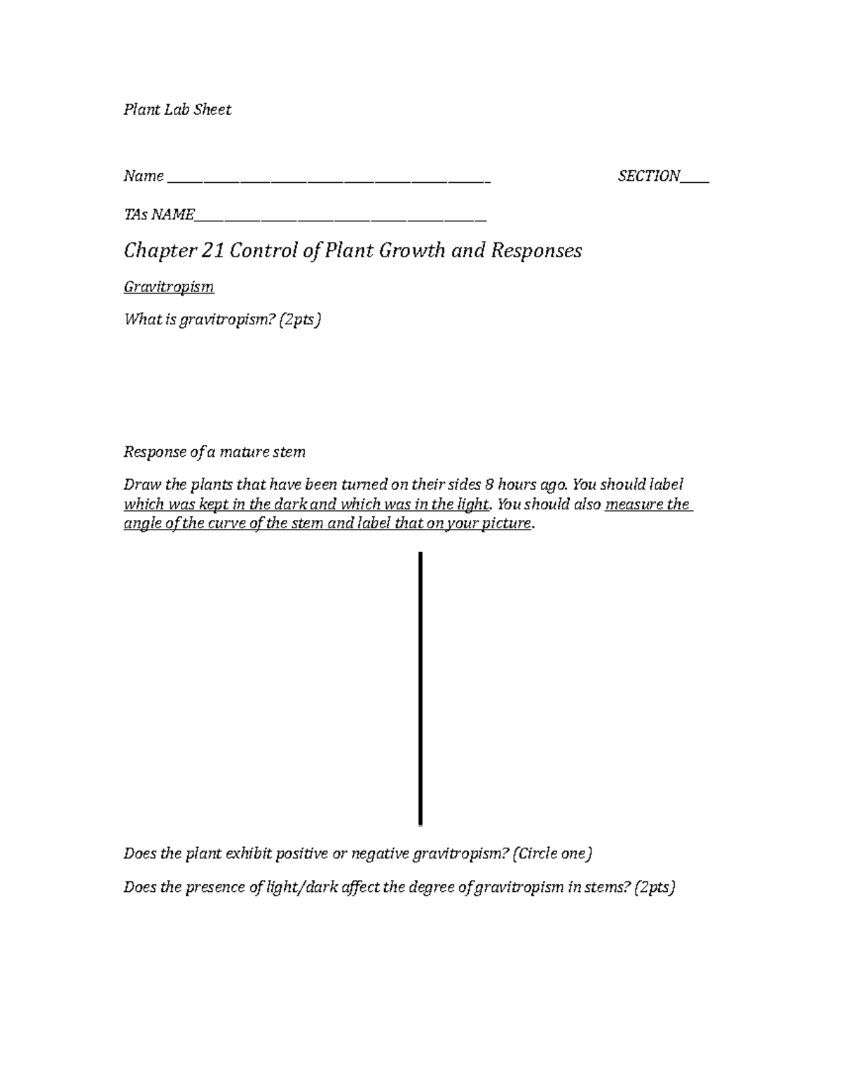 FA17 Student Plants Lab Sheet - Plant Lab Sheet Name - Studocu