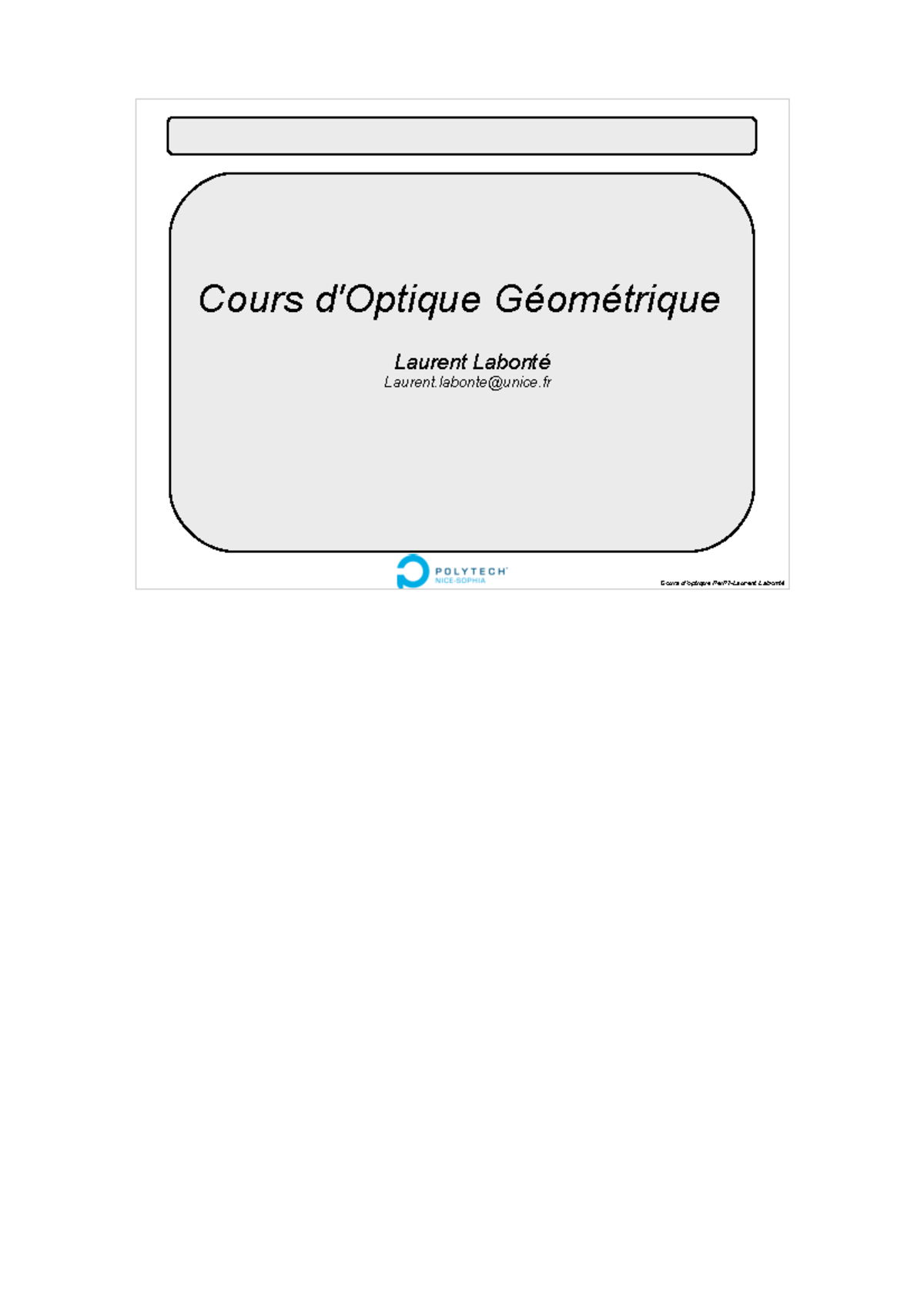 Cours optique - Cours d'Optique Géométrique Laurent Labonté Laurent ...