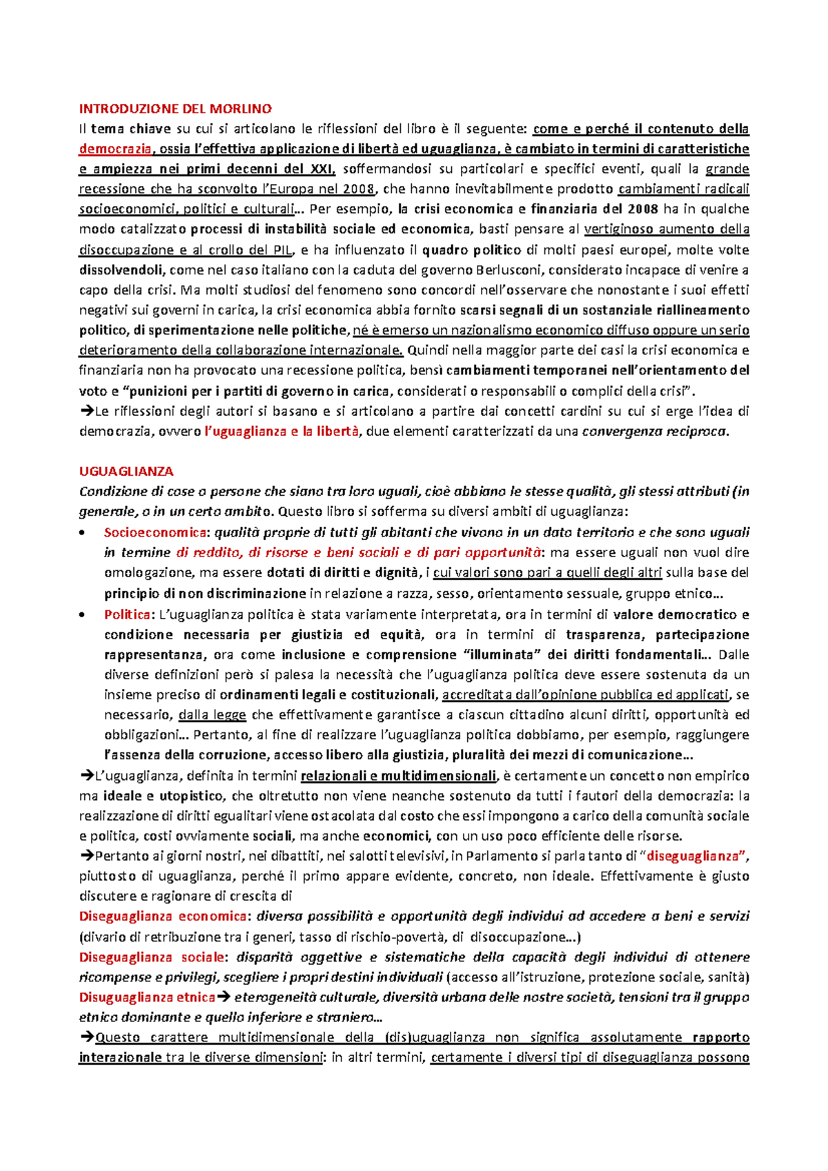 Morlino.pdf uni - appunti di lezione - INTRODUZIONE DEL MORLINO Il tema ...