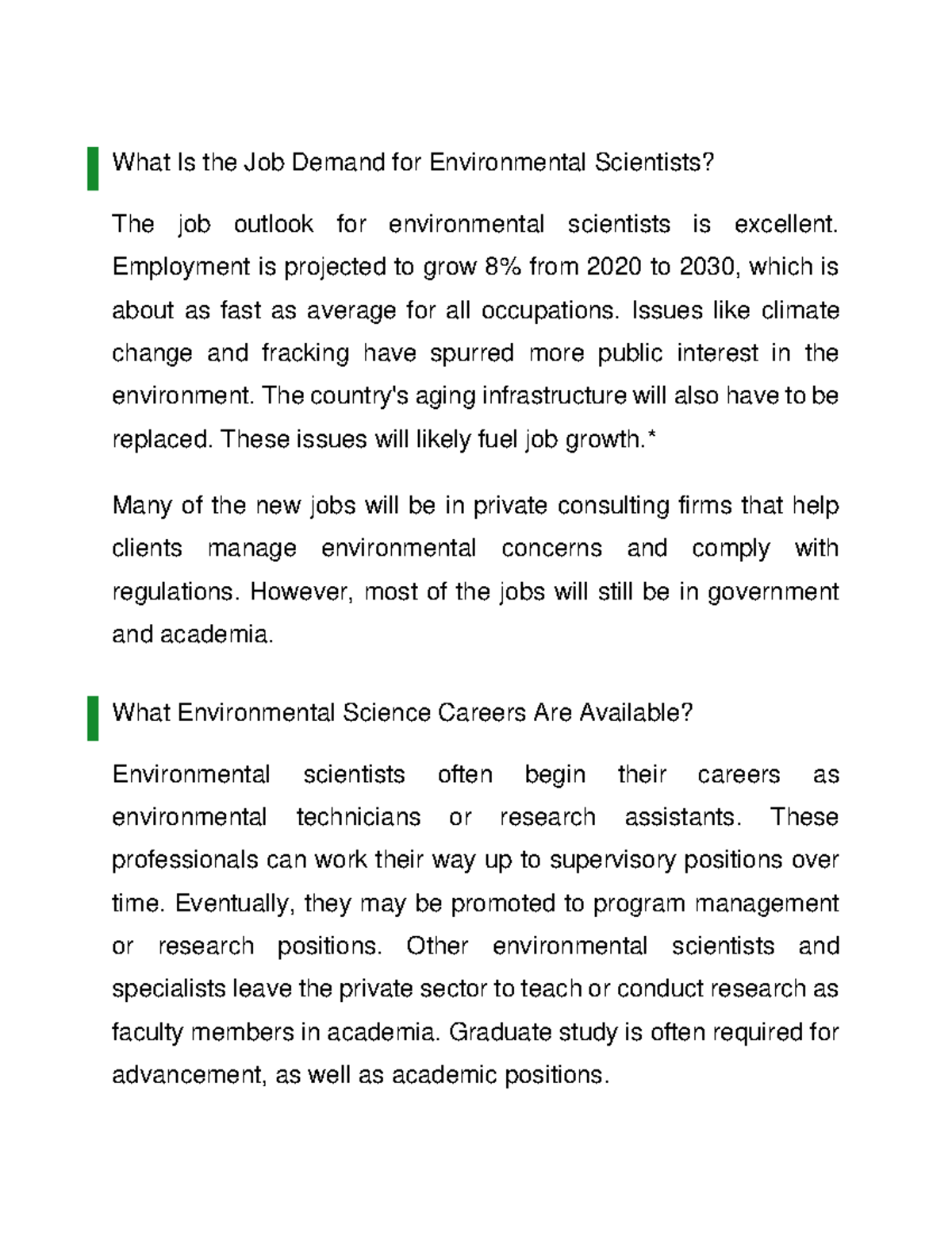 What Is The Job Demand For Environmental Scientists Employment Is