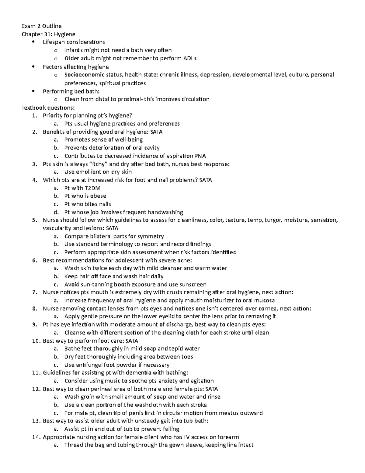 Exam 2 Outline - Lecture info of main points for exam 2 prep - Exam 2 ...
