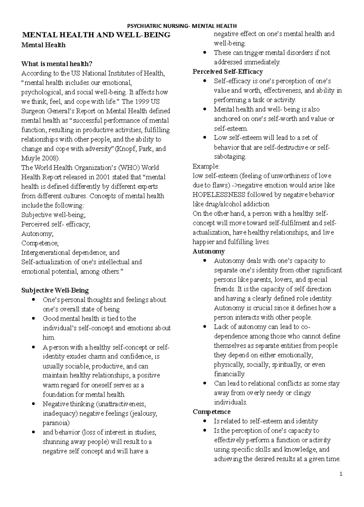 Psychiatric Nursing- Mental Health - PSYCHIATRIC NURSING- MENTAL HEALTH ...