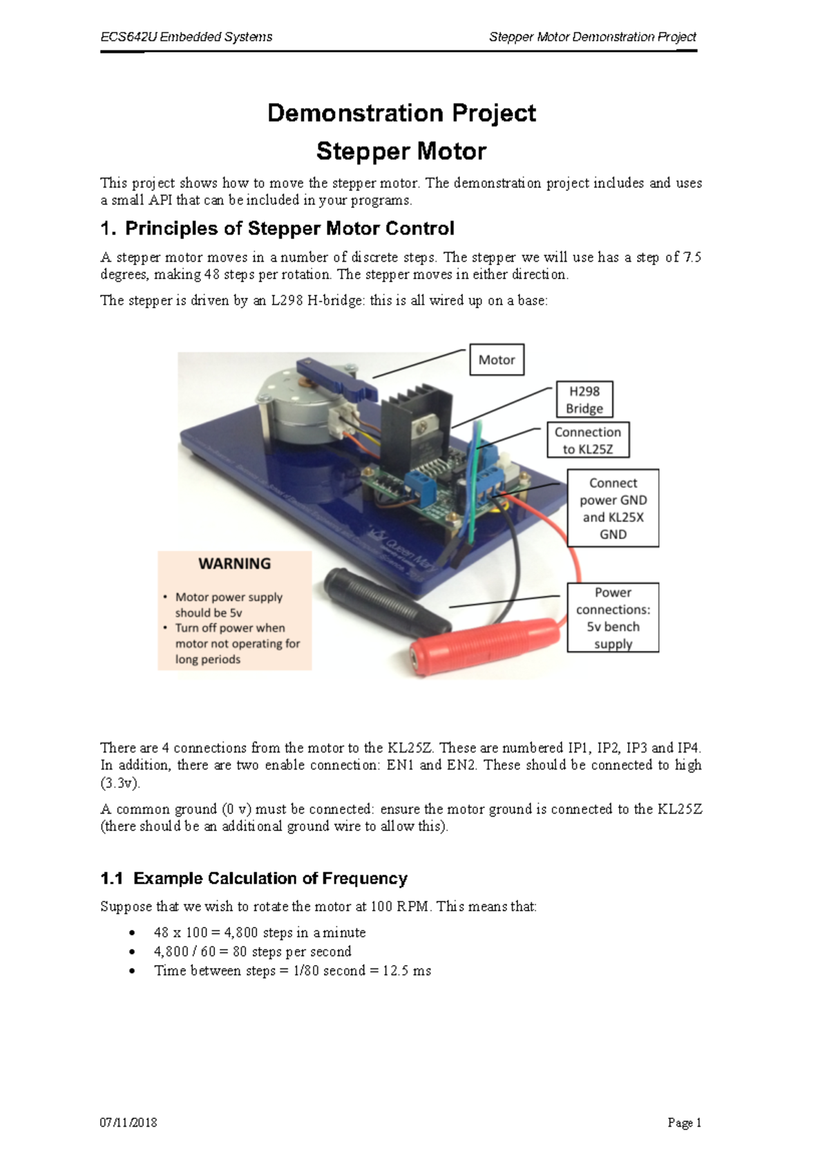 Motor-demo - ECS642U Embedded Systems Stepper Motor Demonstration ...