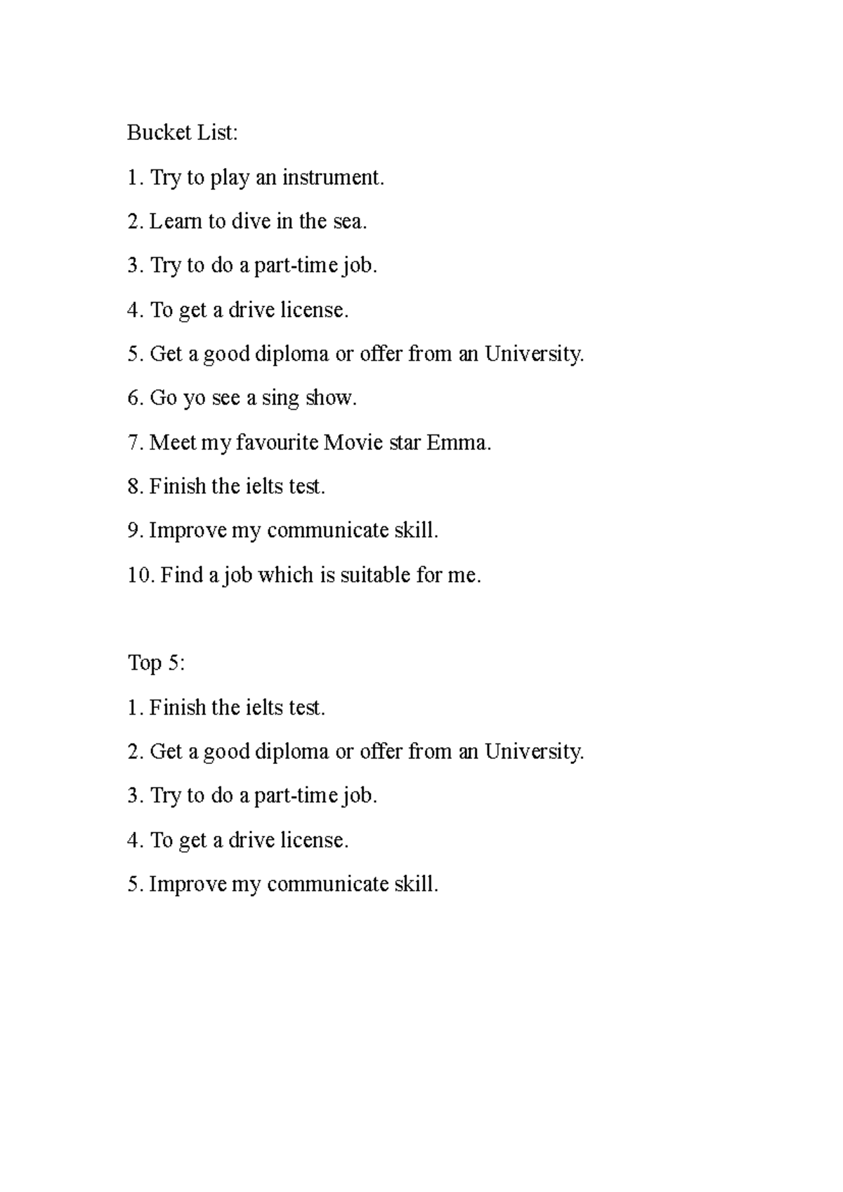 GWL3O Lisa Liu 1-1D - Lecture - Bucket List: Try to play an instrument ...