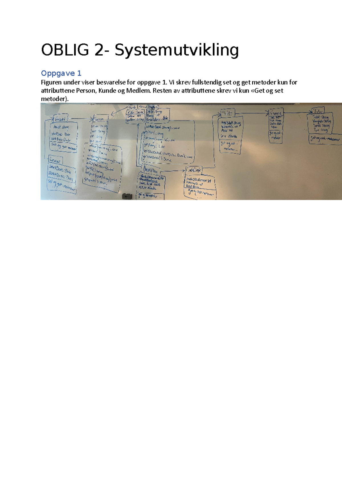 Oblig-2-Systemutvikling - OBLIG 2- Systemutvikling Oppgave 1 Figuren under viser besvarelse for ...
