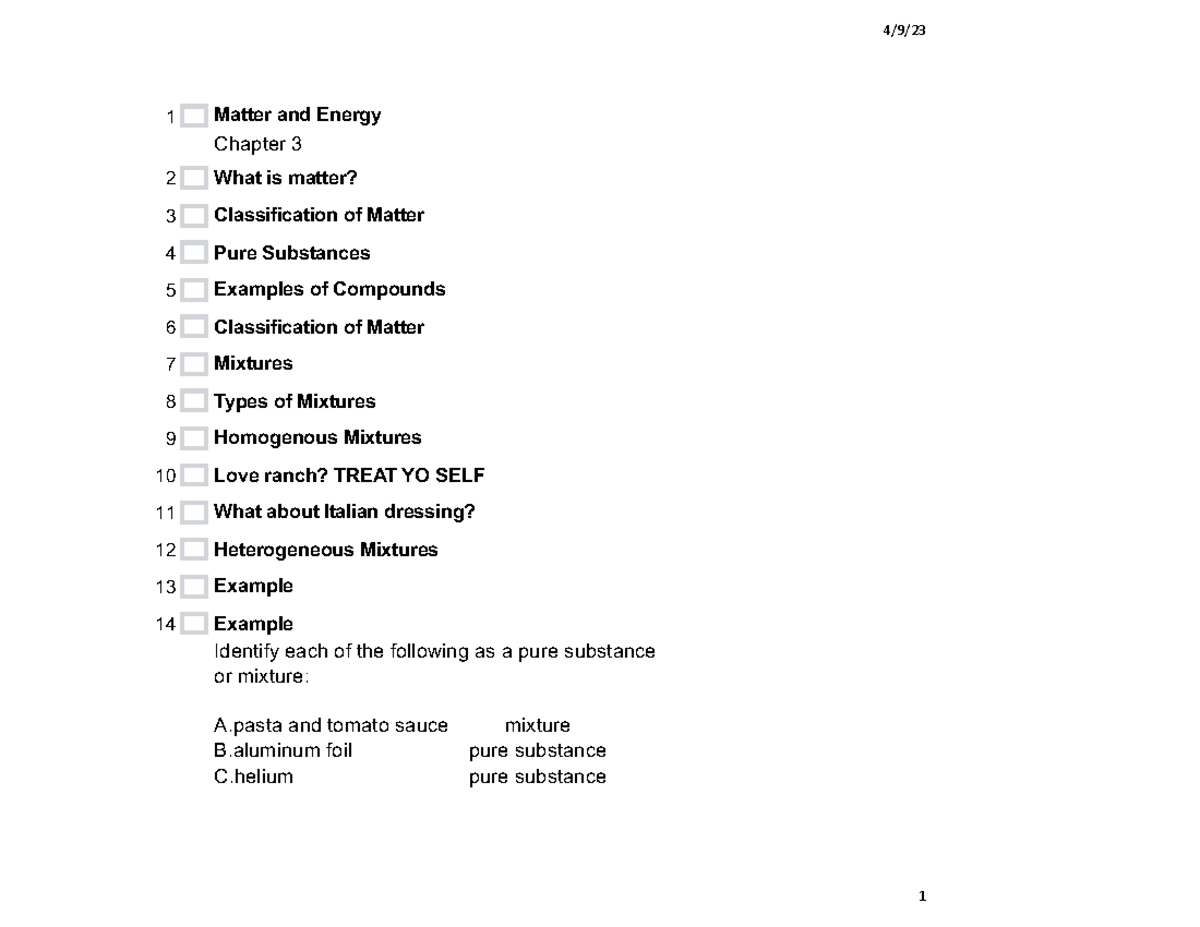 Chapter 3 Matter and Energy - 4/9/ 1 Matter and Energy Chapter 3 What ...