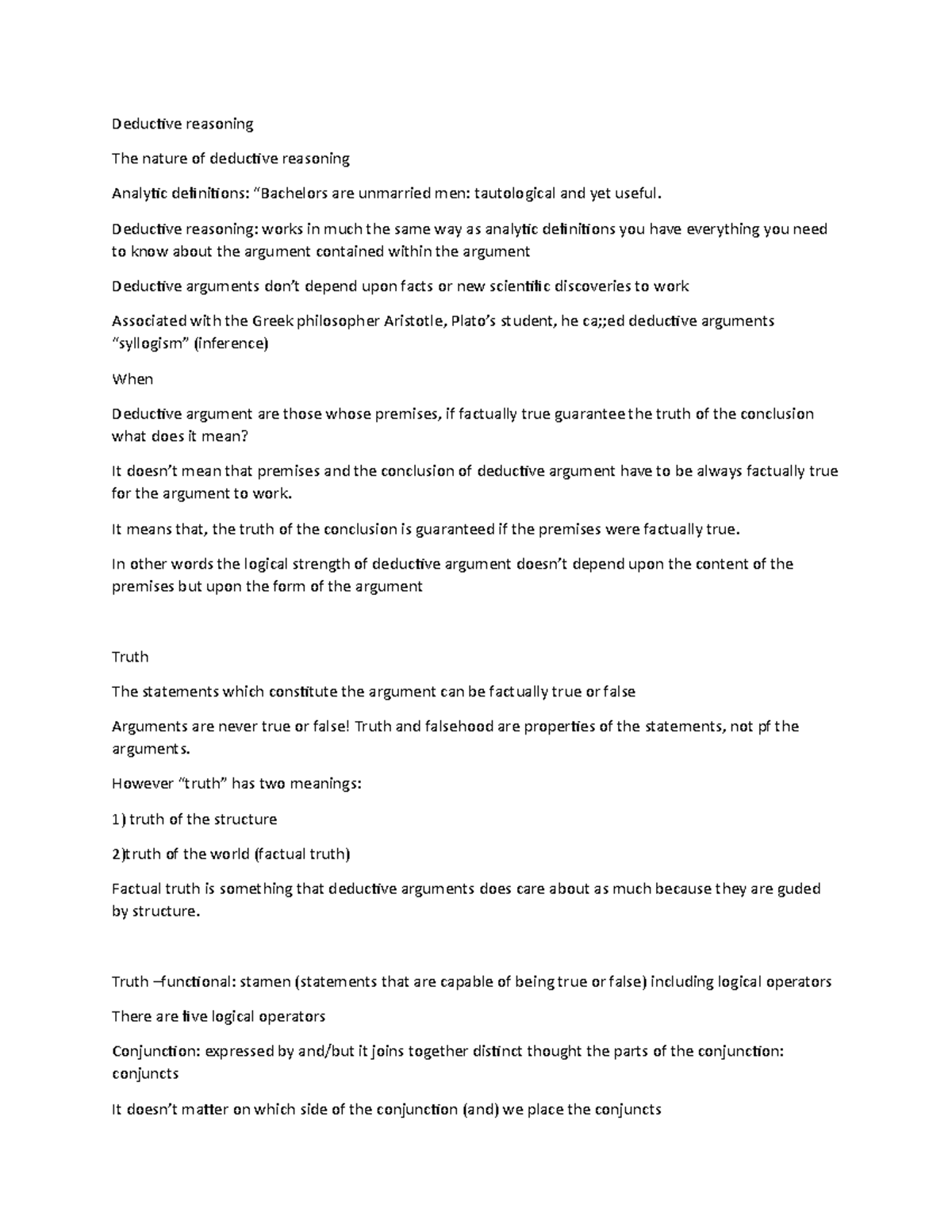 Deductive Reasoning 2 Lecture Notes 2 Deductive Reasoning The Nature Of Deductive Reasoning