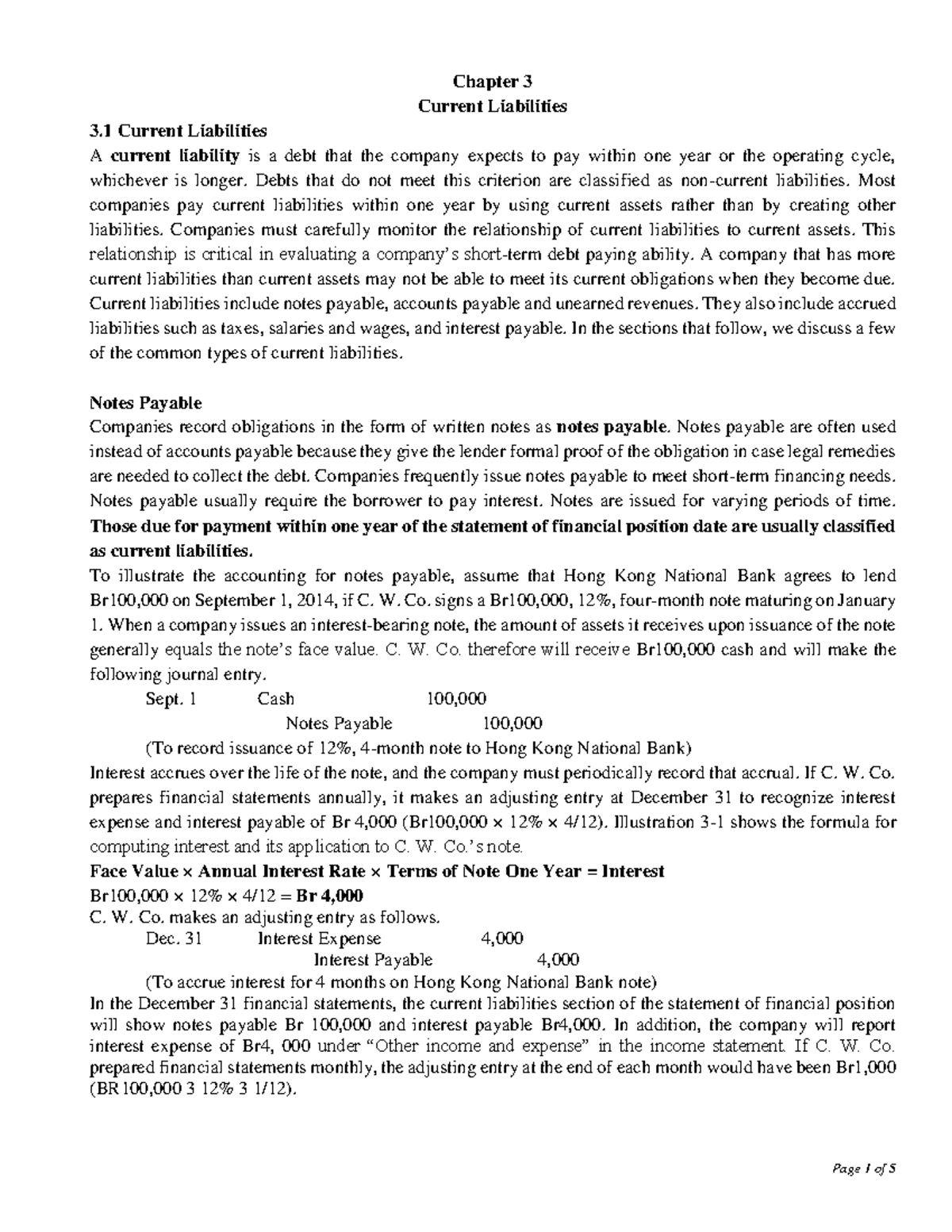 Chapter 3 Current Liability 2016 - Chapter 3 Current Liabilities 3 Current Liabilities A current ...