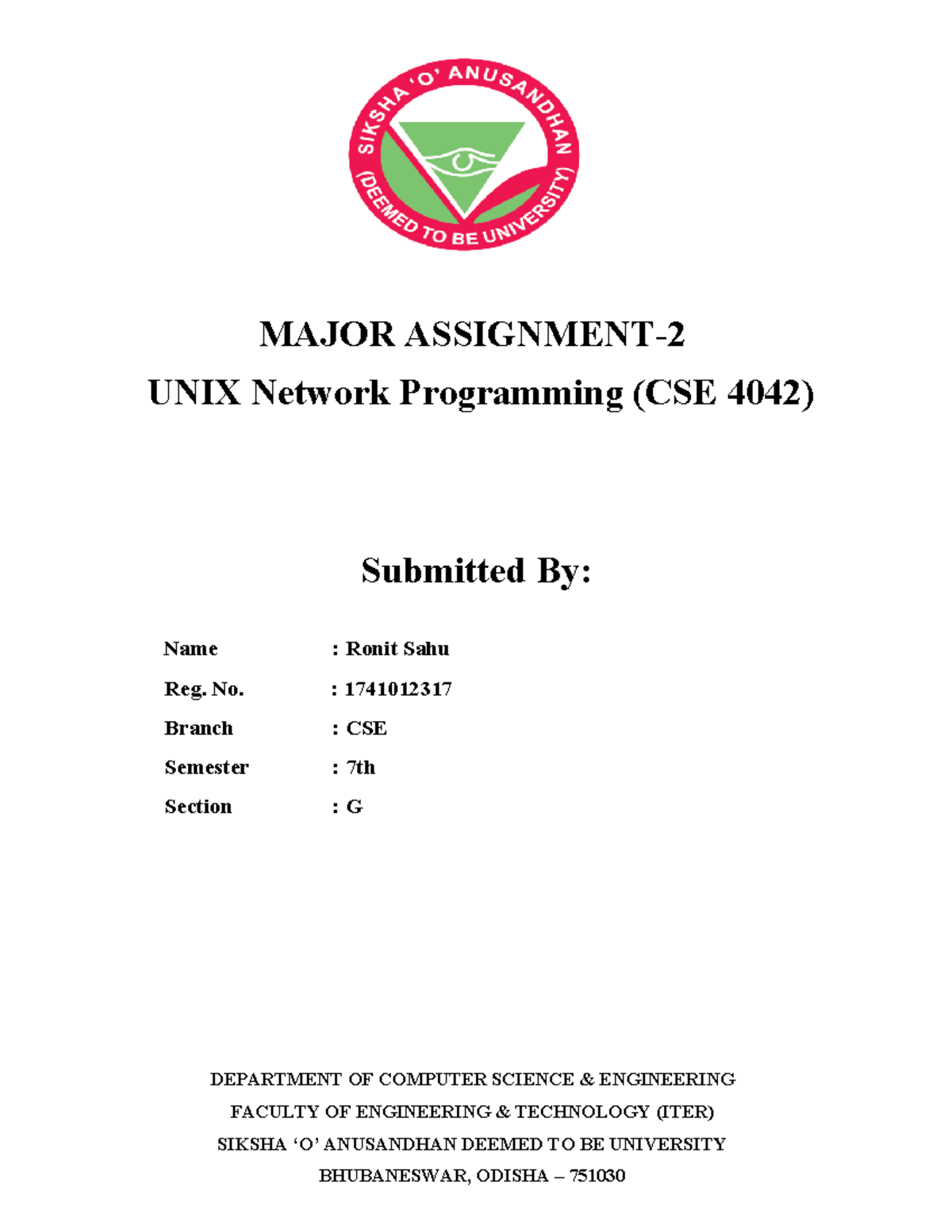 Ronit-1741012317-MA2 - MAJOR ASSIGNMENT- UNIX Network Programming (CSE ...