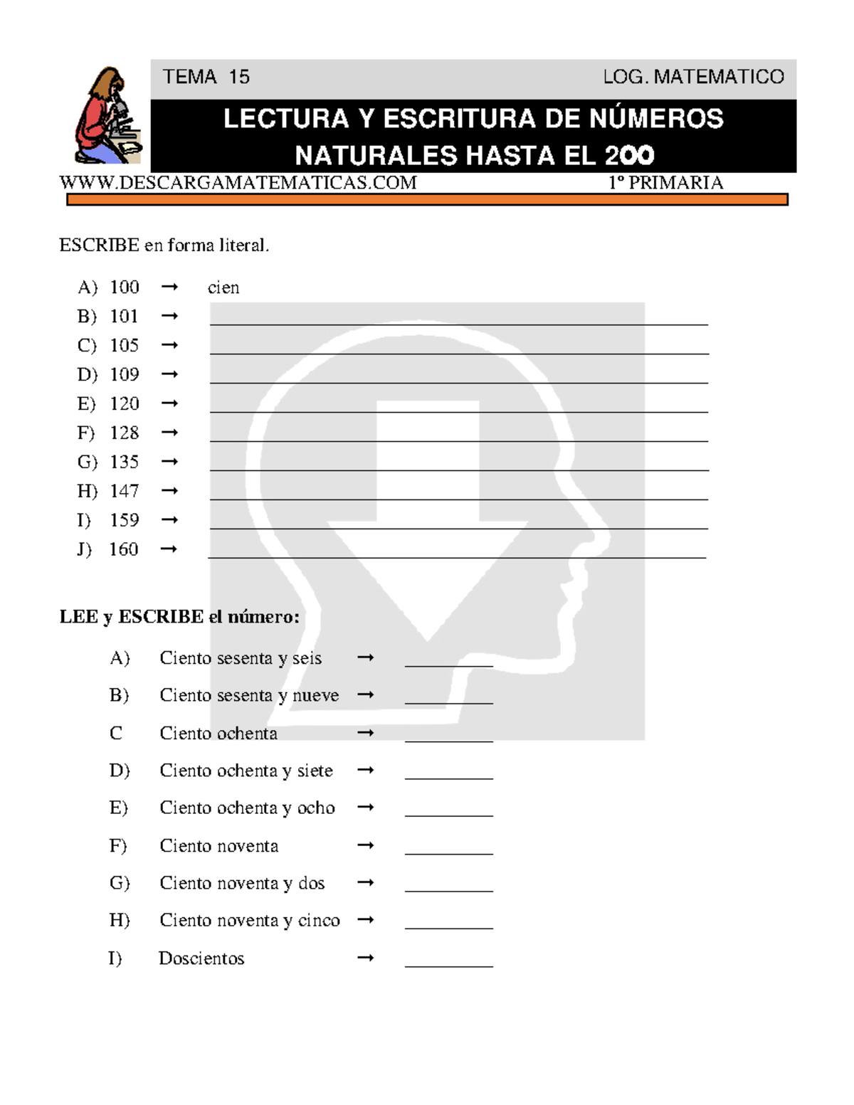 15 Lectura Y Escritura DE Números Naturales Hasta EL 200 Primero DE ...