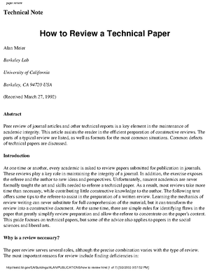 Format for a review paper (attach to F204) - Format for a review paper ...