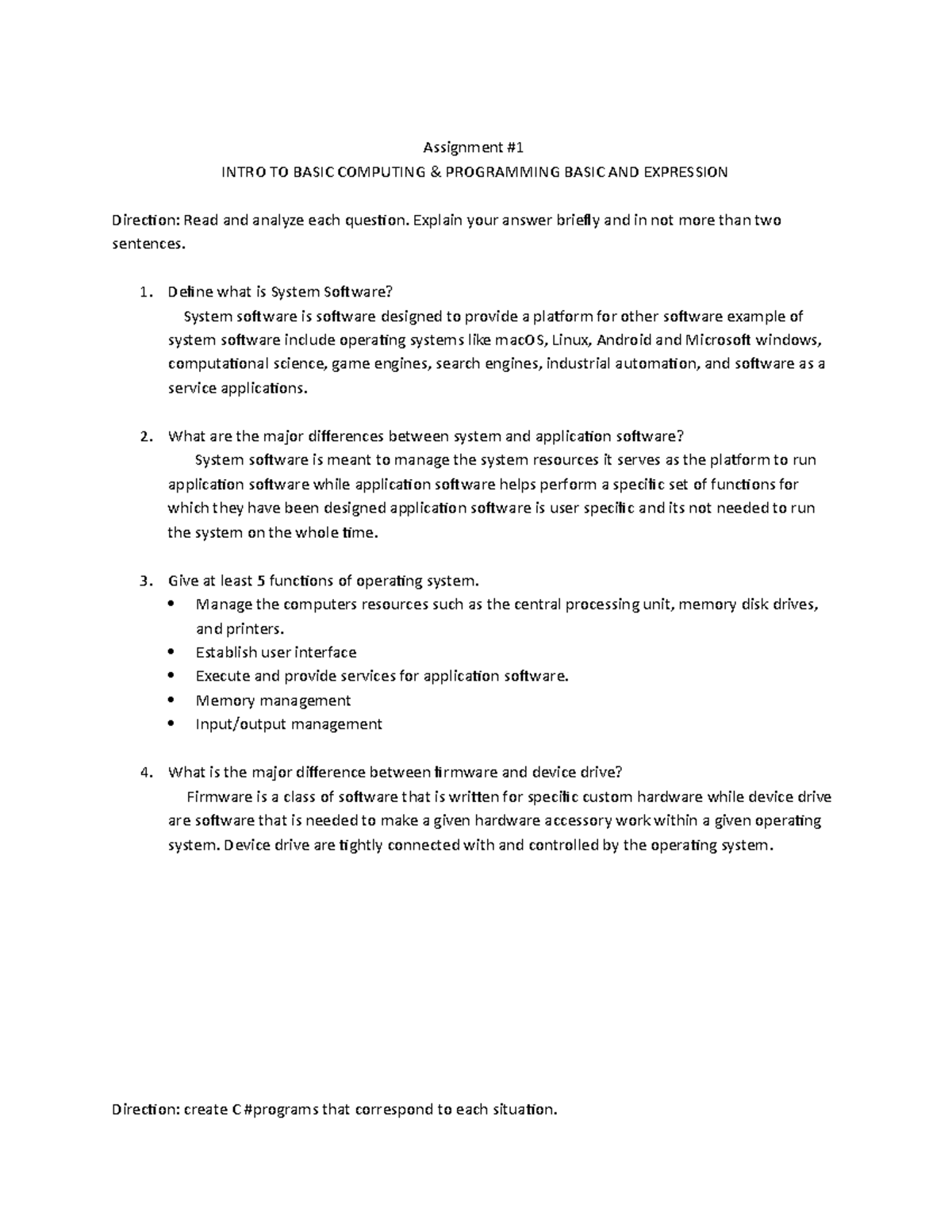 Intro TO Basic Computing & Programming for IT Students - Assignment ...