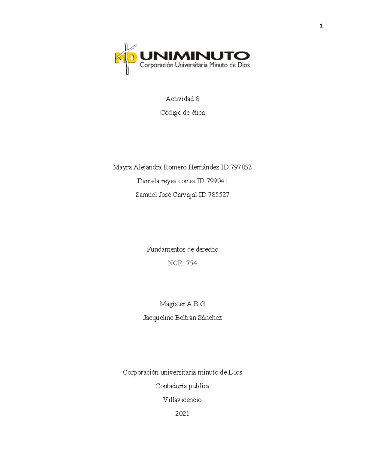 Actividad 8 Codigo de etica - Actividad 8 Código de ética Mayra ...
