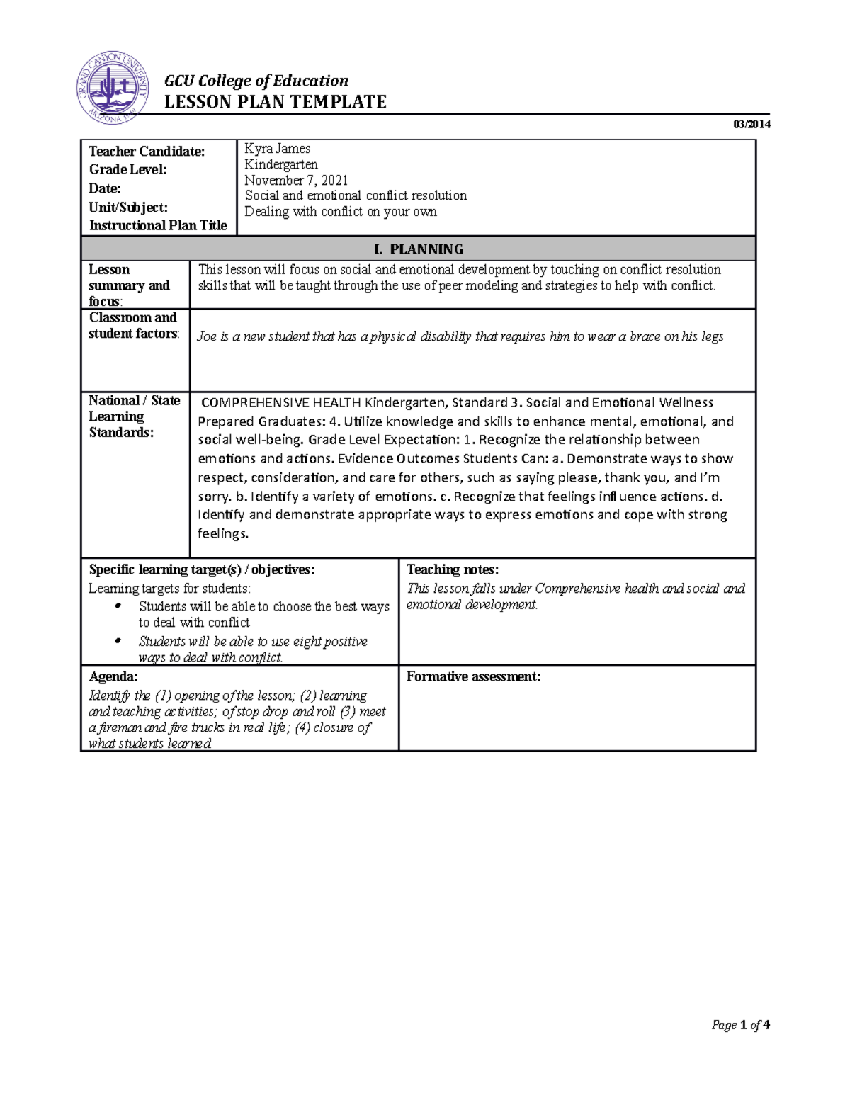 Conflict - assignment on language - GCU College of Education LESSON ...