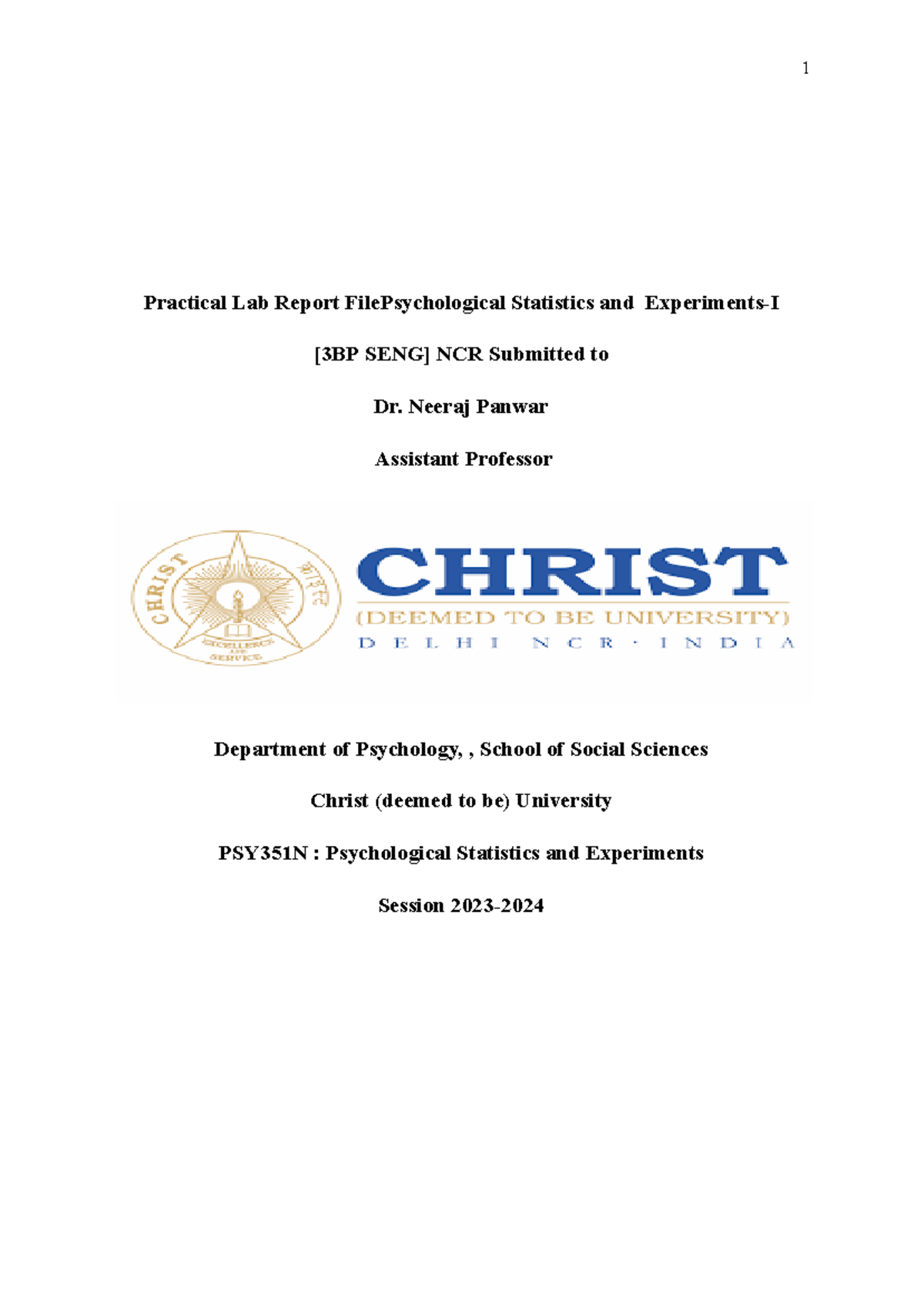 Division of attention - practical - Practical Lab Report FilePsychological Statistics and - Studocu