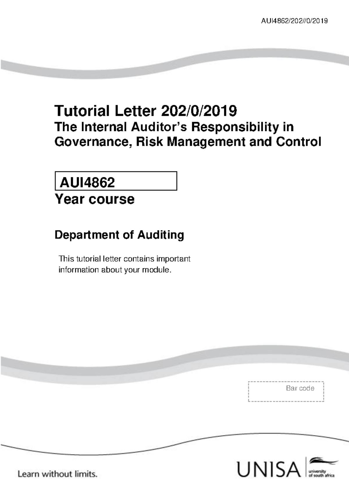 AIU4862 TUT 202 2019 - Tutorial Letter 202 for Assignment 2 2019 ...