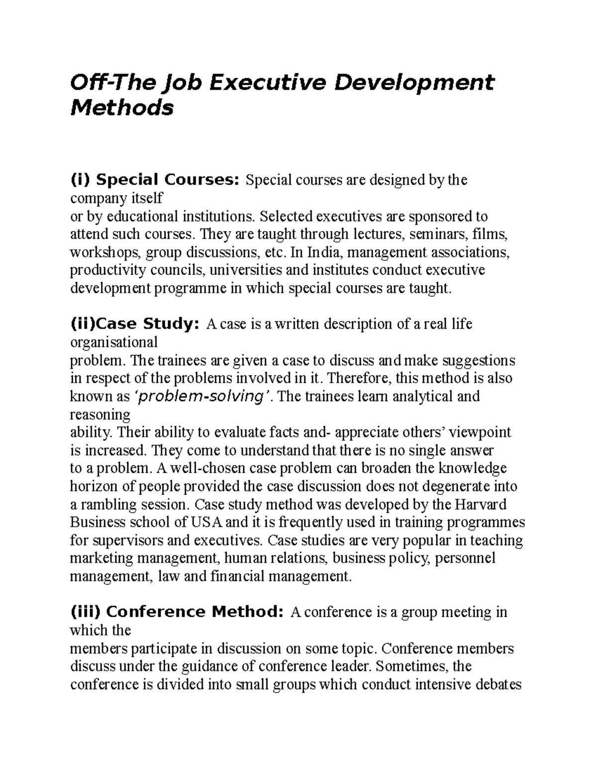 Off-The Job Executive Development Methods - Off-The Job Executive ...