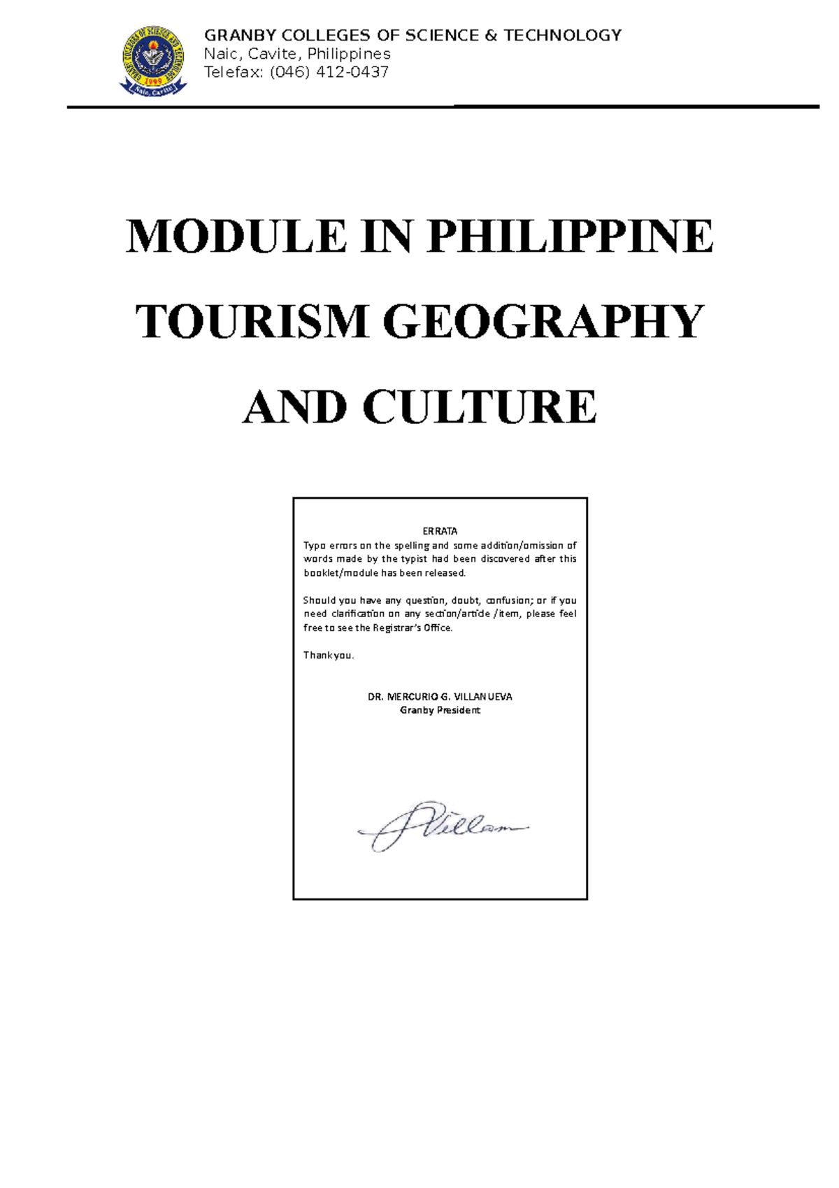 Module IN Philippine Tourism Geography AND Culture - MODULE IN ...