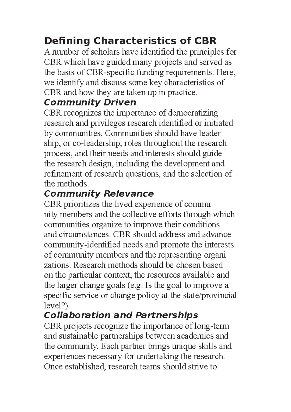 Defining Characteristics of CBR - Here, we identify and discuss some ...