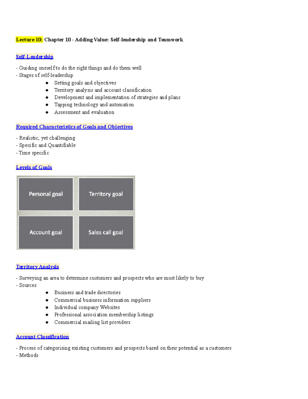 MKTG3007 Sales & Personal Selling - Lecture 10 notes - Lecture 10 ...