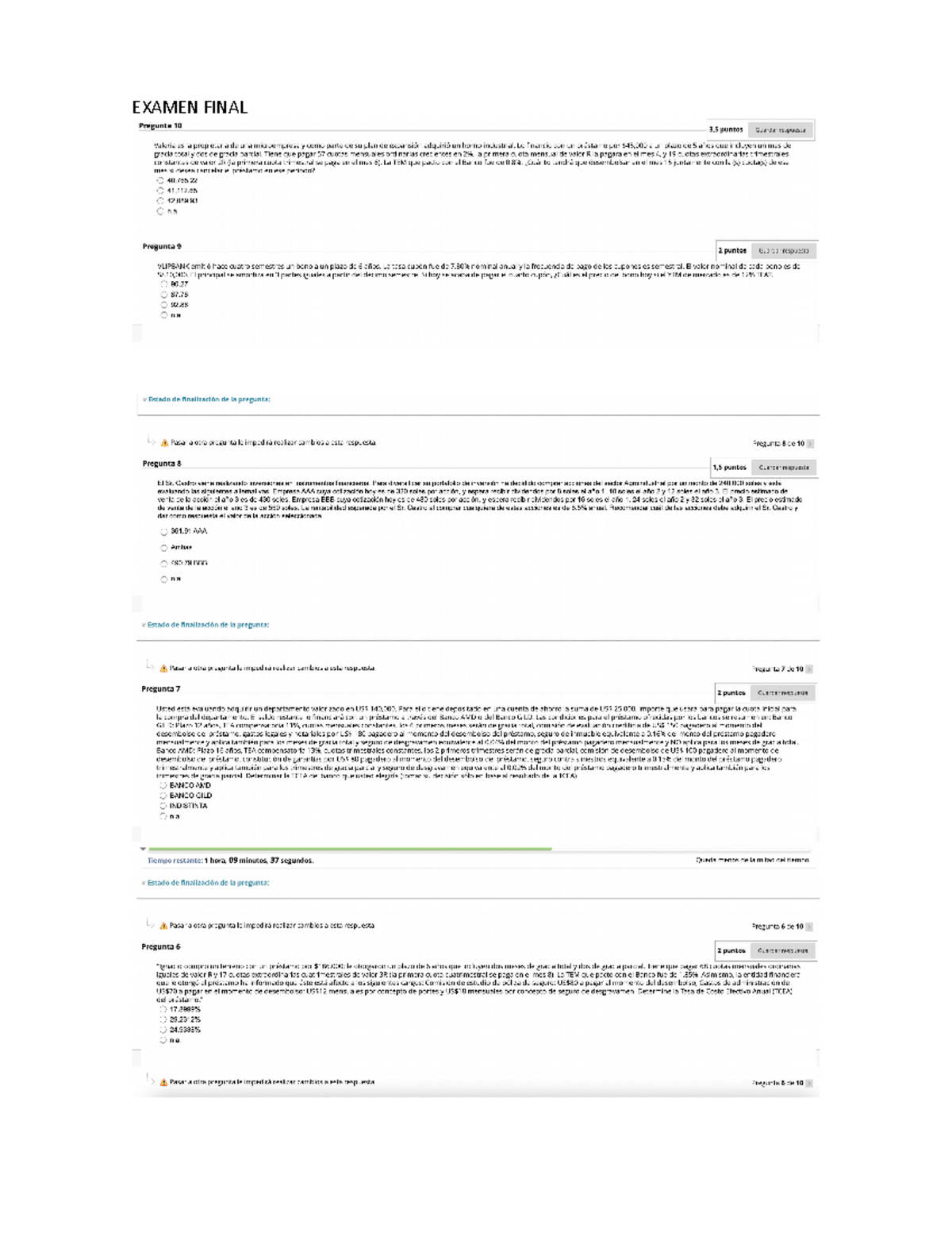 Preg EXAM Matefi 2022-1 - Matemática financiera - EXAMEN FINAL - Studocu