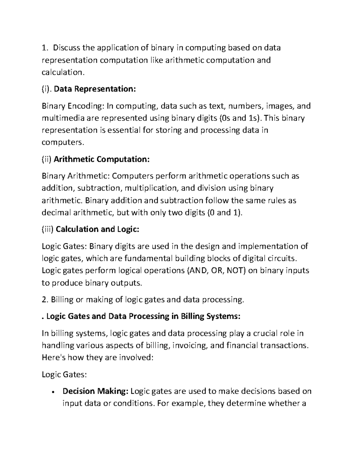Logic gates assignment - Discuss the application of binary in computing ...