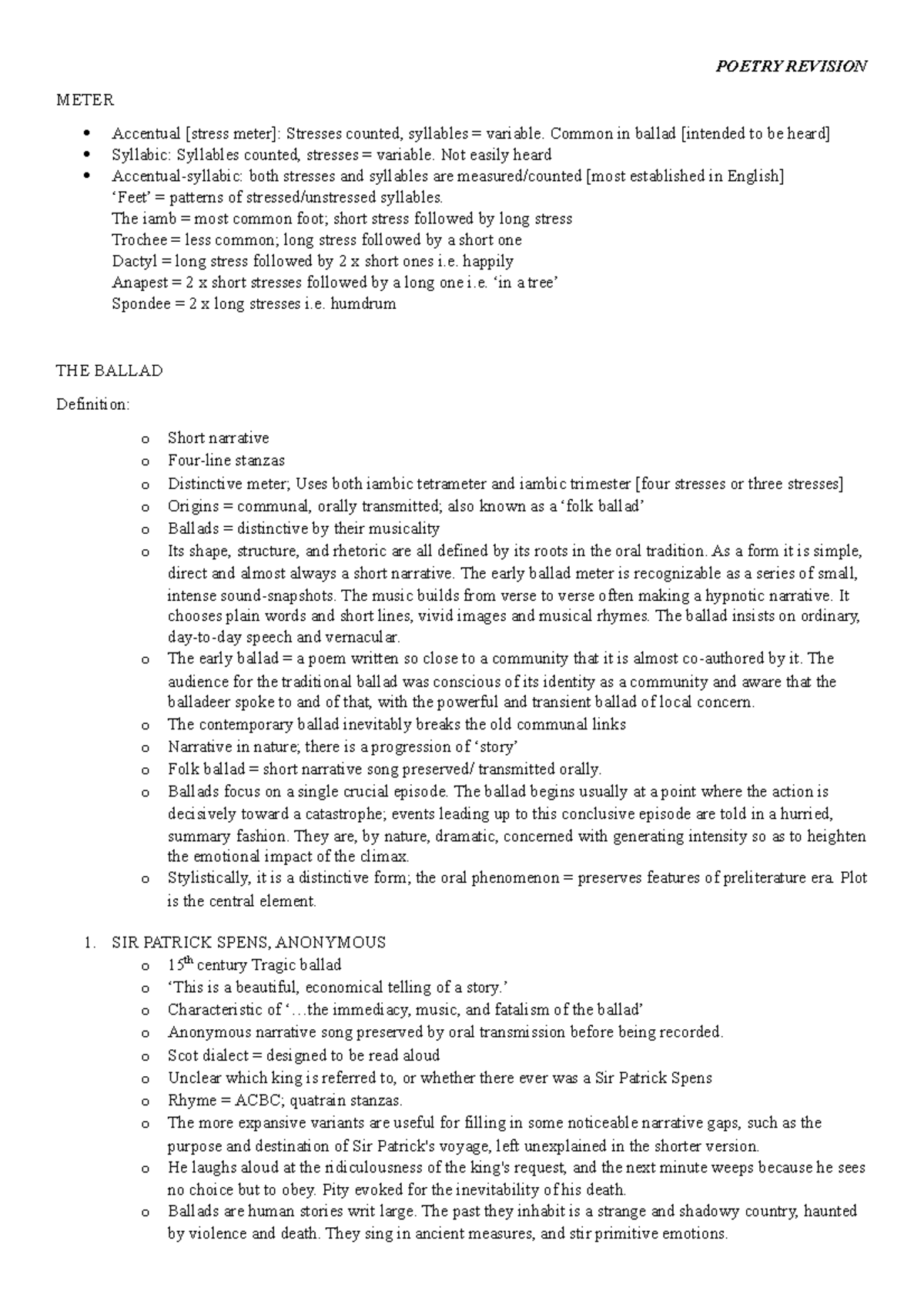 Poetry rev - POETRY REVISION METER Accentual [stress meter]: Stresses ...