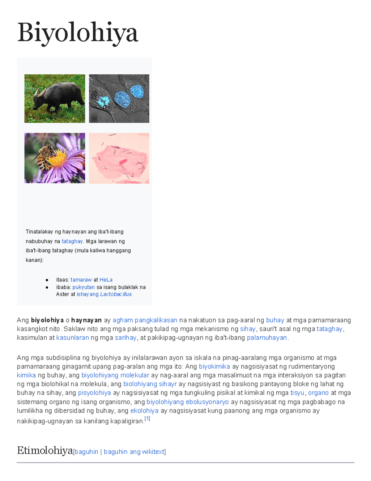 Biyolohiya - Biyolohiya Tinatalakay ng haynayan ang iba't-ibang ...
