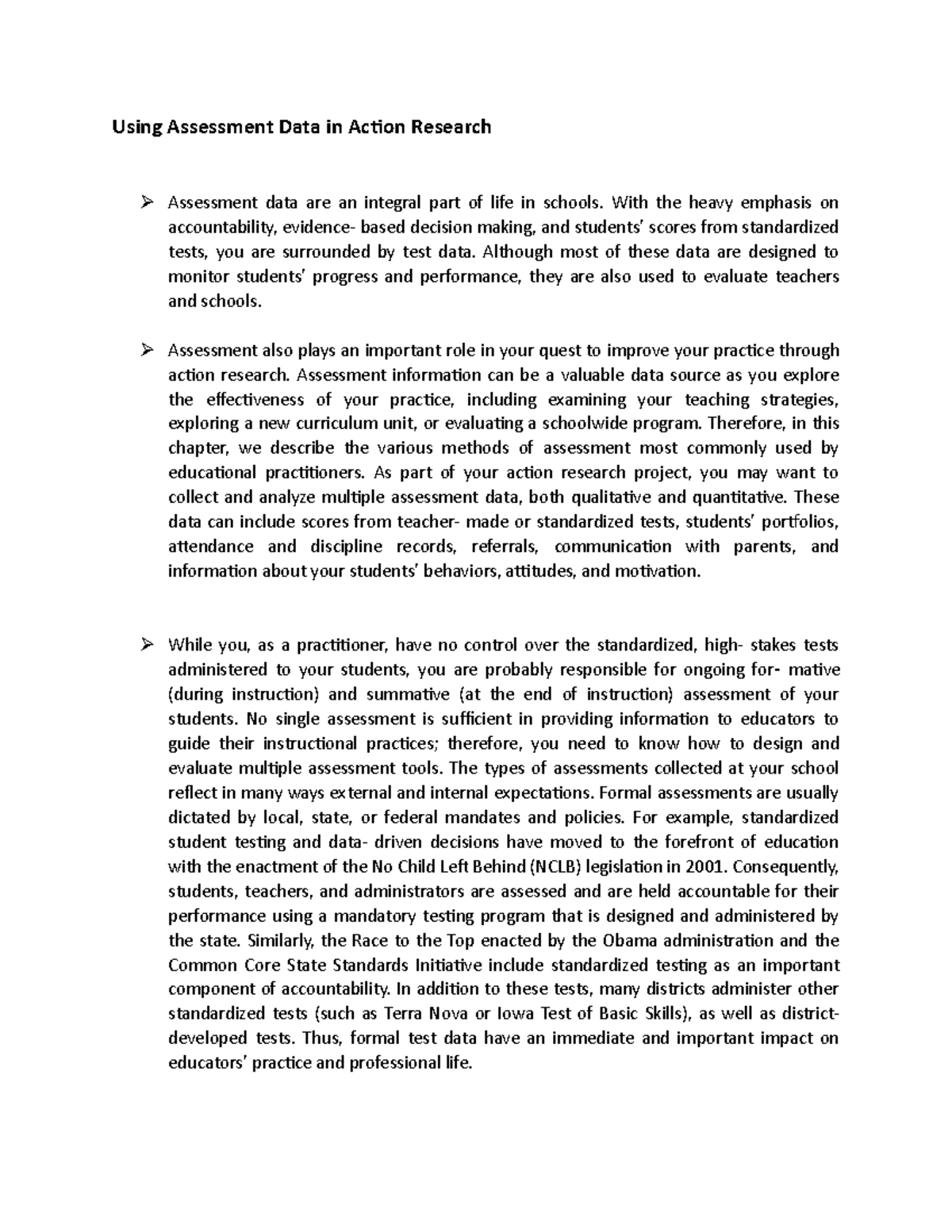 Using Assessment Data in Action Research - With the heavy emphasis on ...