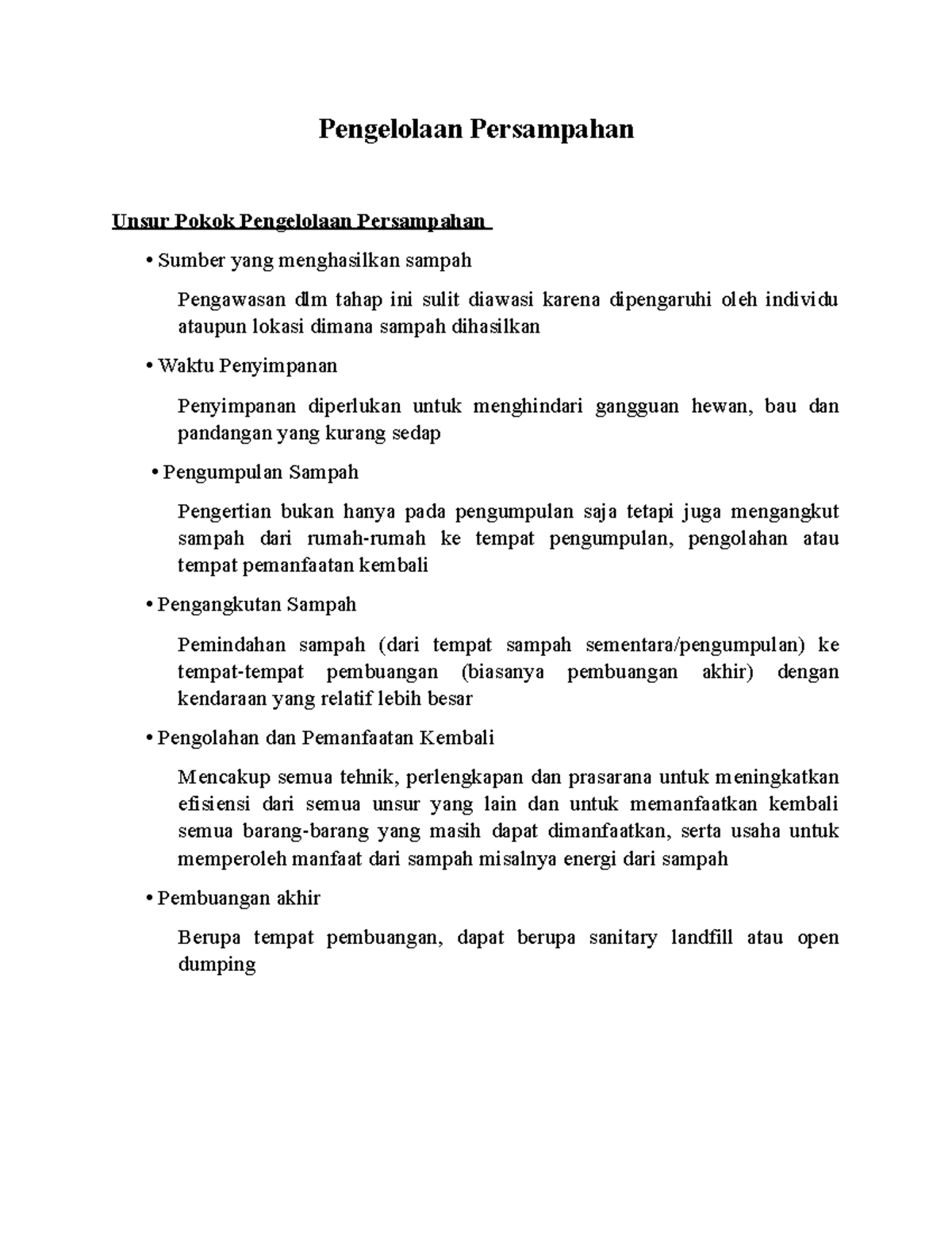Pengelolaan Persampahan - Studocu