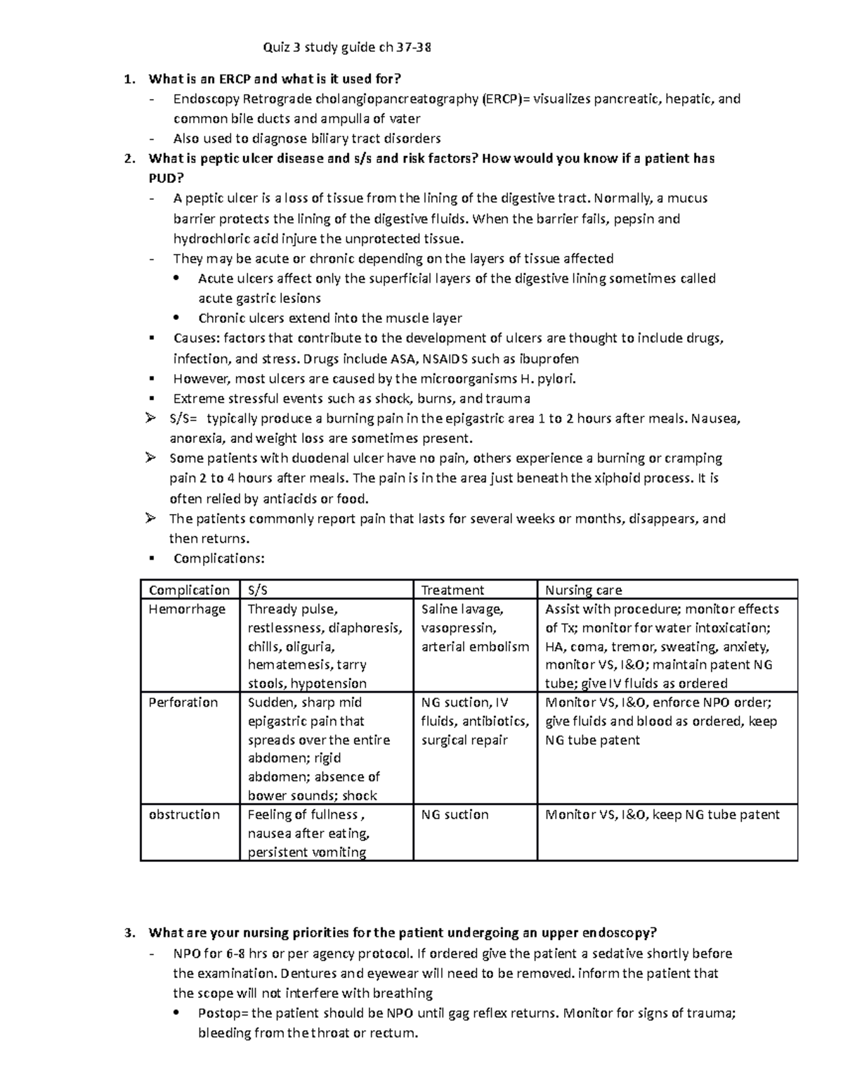 Quiz 3 study guide ch 37 - Quiz 3 study guide ch 37- What is an ERCP ...