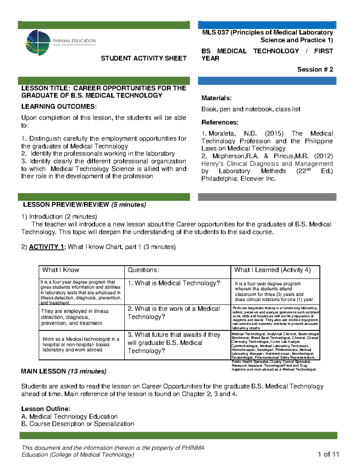 PMLS 2 - This is SAS number 2 in Principle of Medical Laboratory and ...
