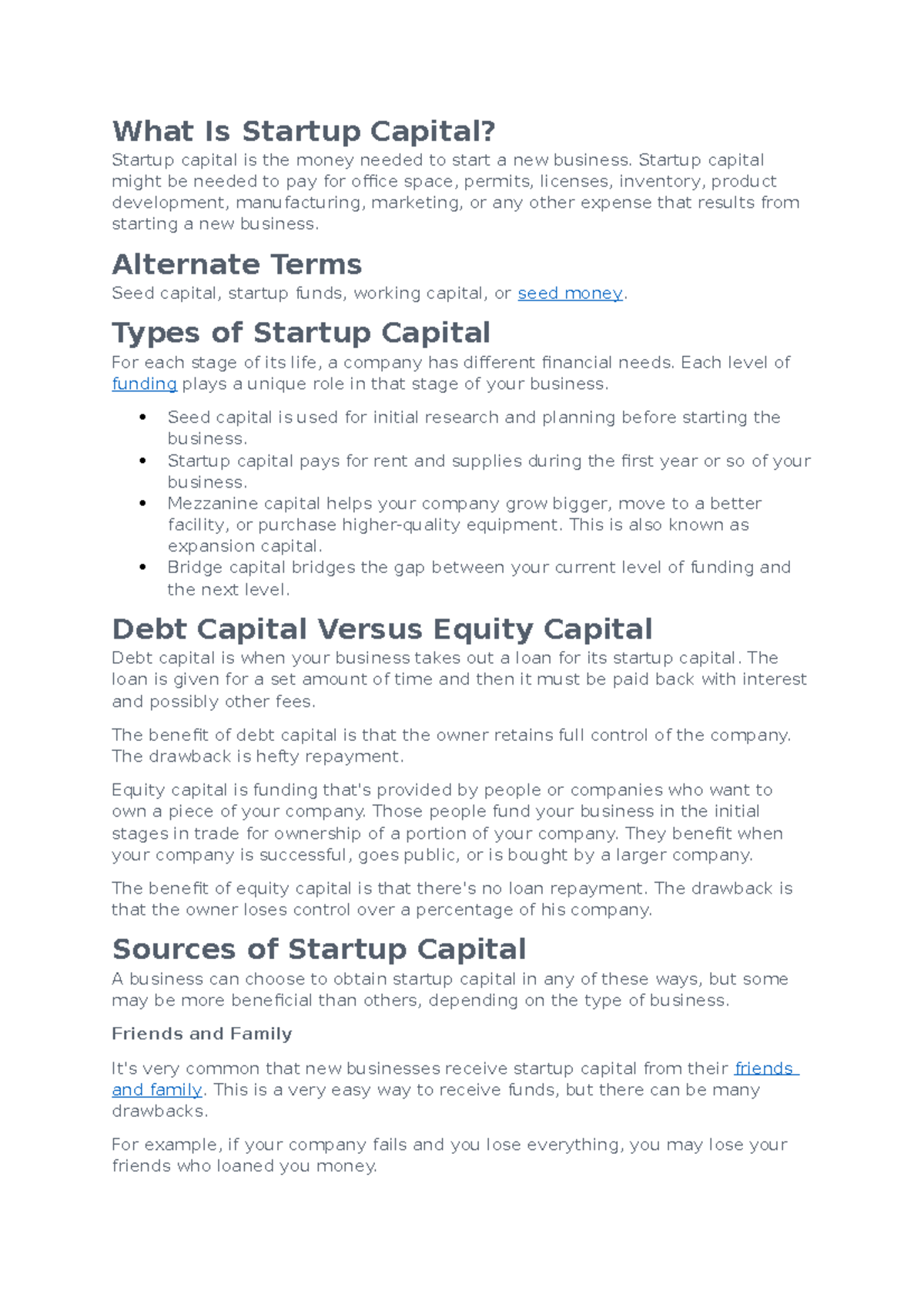 Document 86 - Lecture notes 3 - What Is Startup Capital? Startup ...