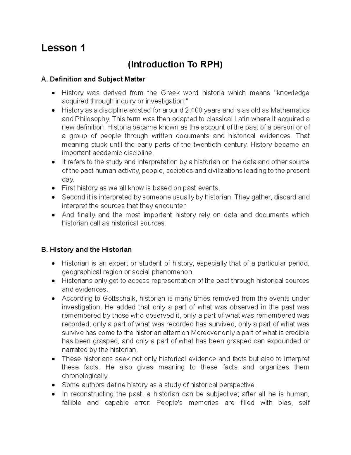 Lesson 1-3 - For review purposes - Lesson 1 (Introduction To RPH) A ...